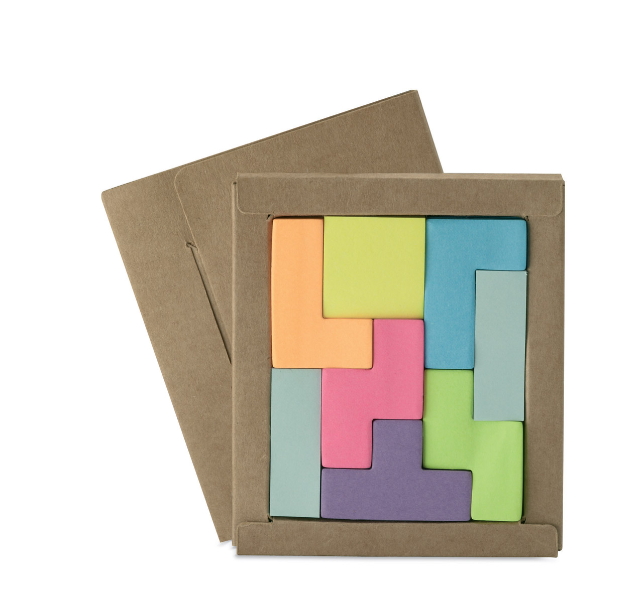 Puzzle composed of 8 pieces of 100 neon paper sticky notes prese ...